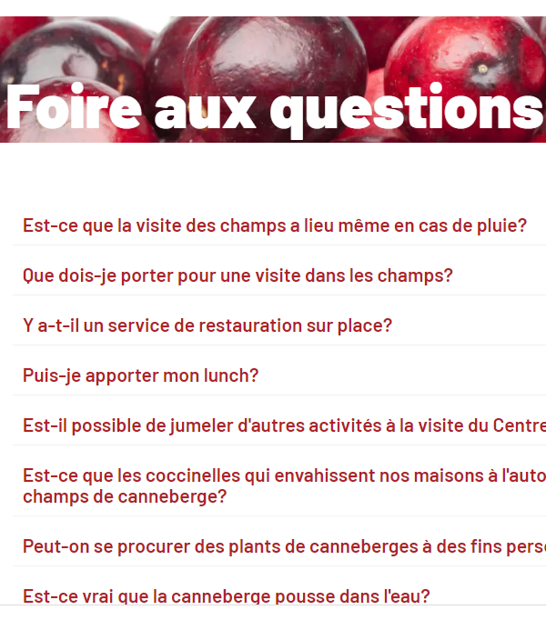 Consultez notre foire aux questions (FAQ) - Centre d'interprétation de la canneberge - CIC